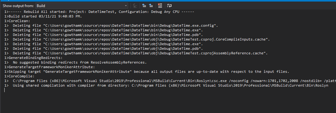 Customize Visual Studio Output Window Gowtham K